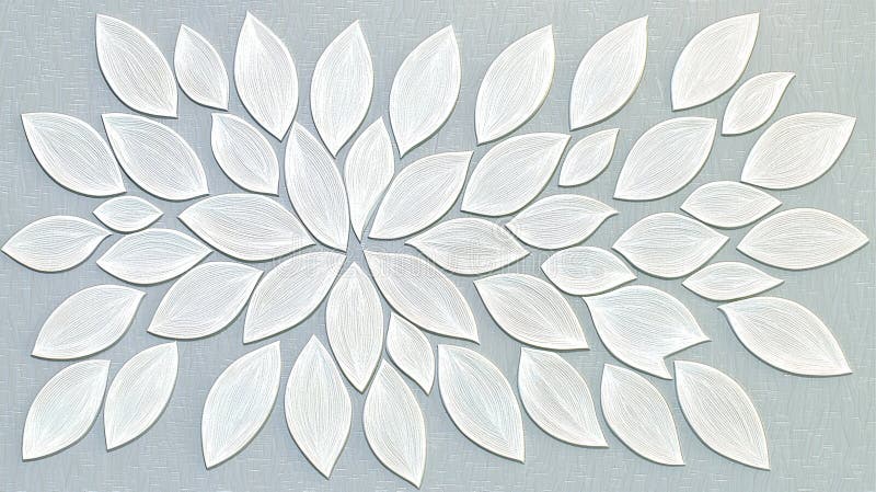 Abstract White Leaf Pattern on Grey Textured Background Modern Floral ...