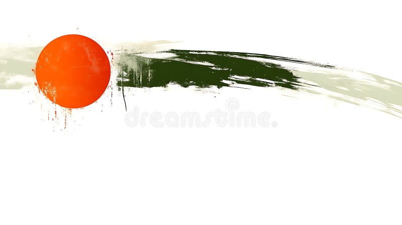 Abstract Orange Circle and Green Brushstroke Design Stock Illustration ...