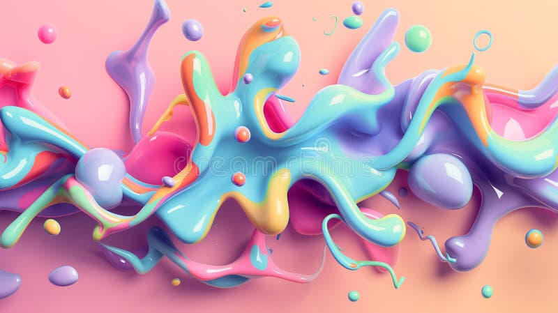Abstract 3D Colorful Liquid Splashes Pastel Colors Dynamic Artistic ...
