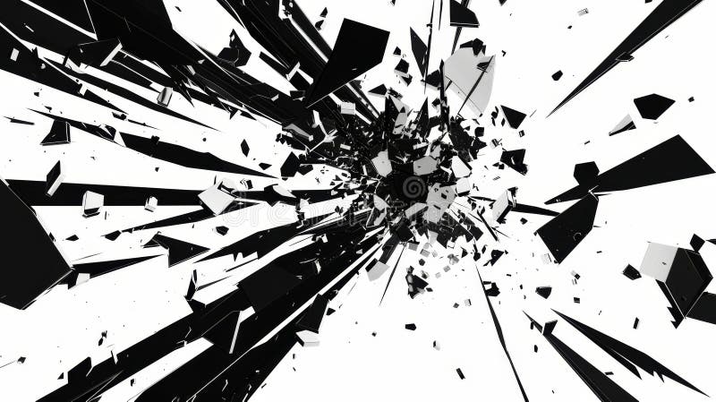 Abstract Shattered Black and White Geometric Explosion, Generative AI ...