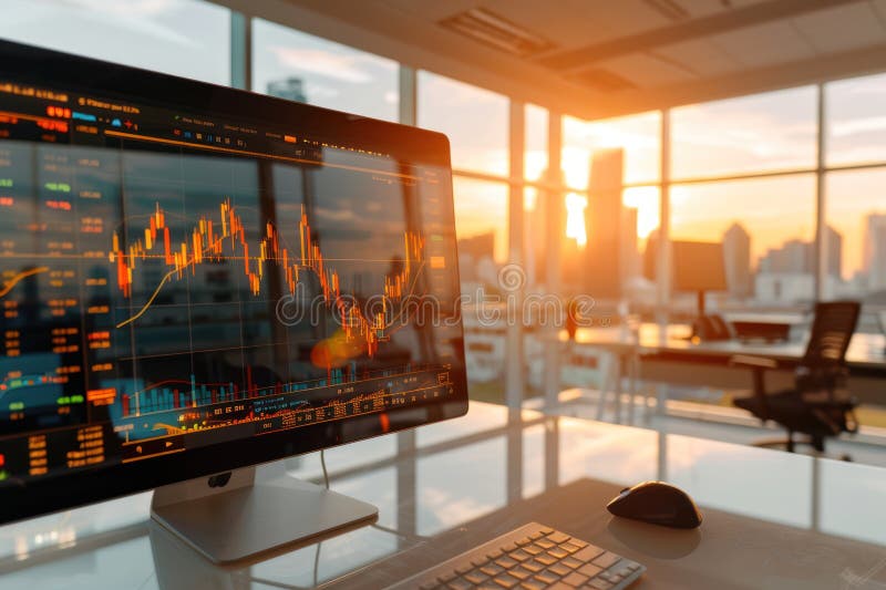 Abstract Financial Data Chart Presentation on Screen Background Stock ...