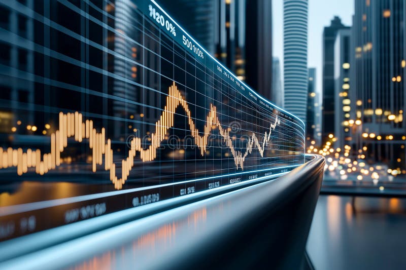 Image Showcases an Abstract Financial Growth Chart with Glowing Line ...