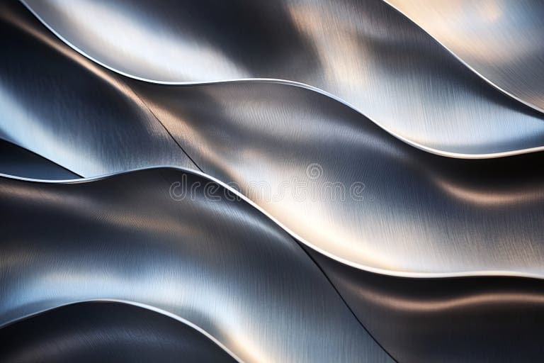 Abstract Metallic Wave Design with Shiny Silver Pattern and Smooth ...