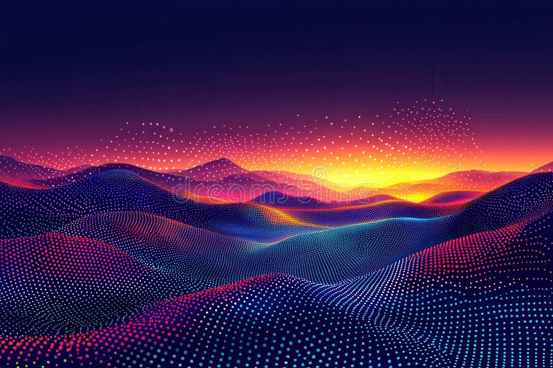 Abstract Pixel Art Background with Vibrant Colorful Wave Formations ...
