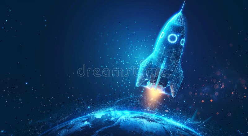 Abstract Rocket Launching from Earth with Digital Technology and ...