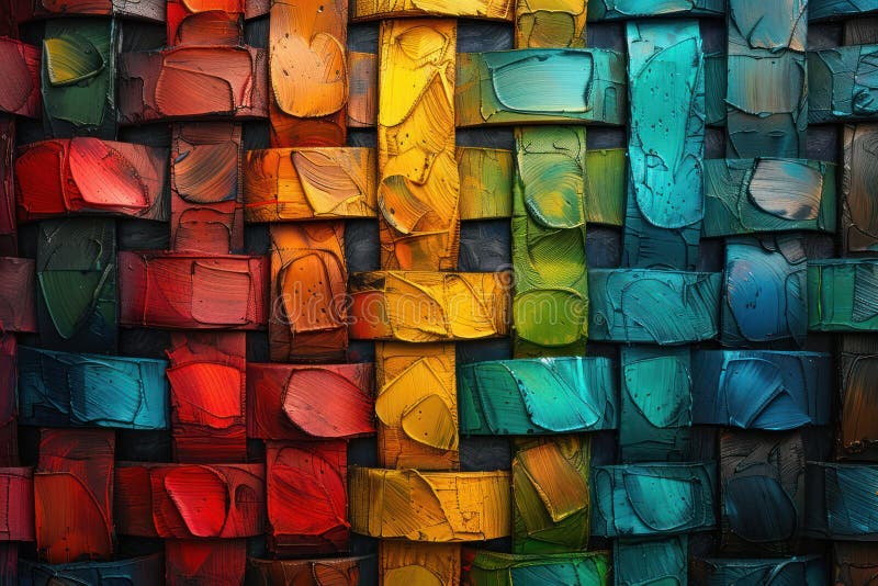 Abstract Texture Collage in a Patterned Grid Stock Illustration ...