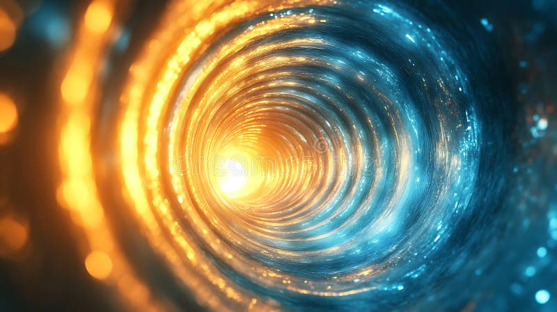 Abstract Glowing Tunnel with Warm Orange and Cool Blue Light ...