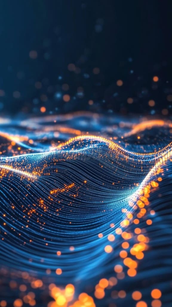 Abstract Waves of Light and Color in Digital Space Visualization Stock ...