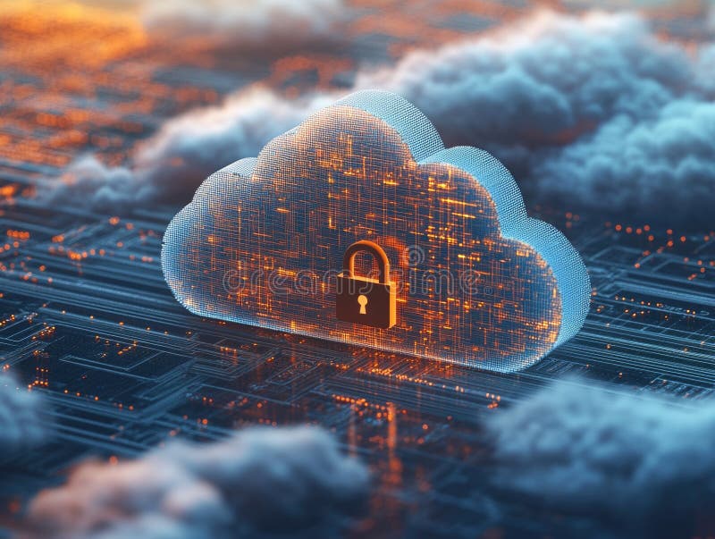 AI-Powered Cloud Security stock photo. Image of lock - 388170062