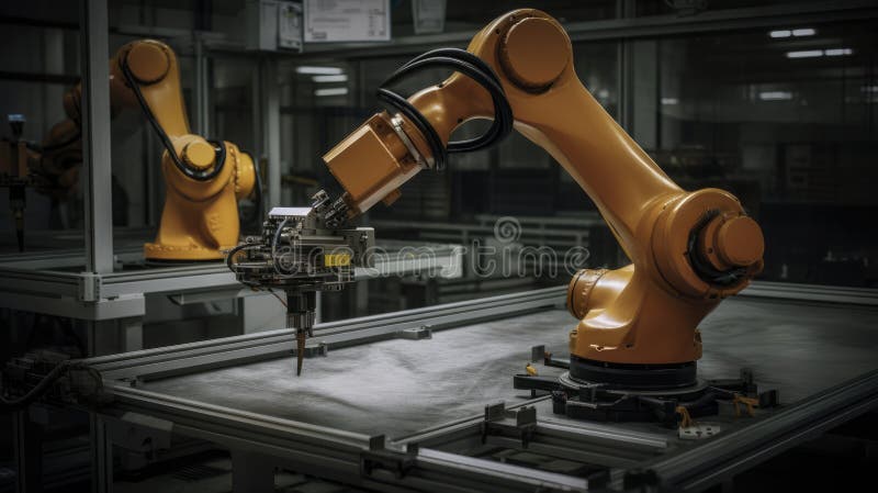 Advanced Robotic Arm Operating on a Manufacturing Assembly Line Stock ...