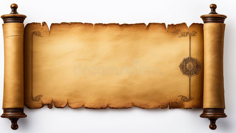 An Ancient Scroll in a Horizontal Position, Unrolled on a White ...