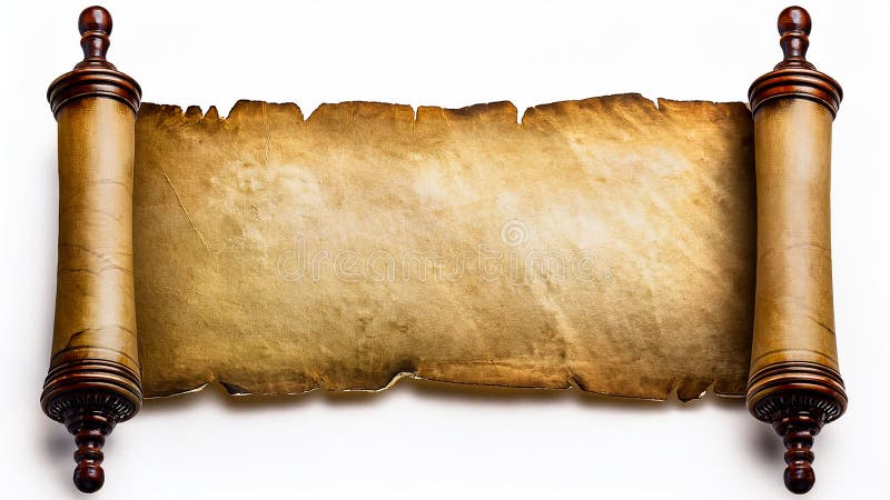 An Ancient Scroll in a Horizontal Position, Unrolled on a White ...