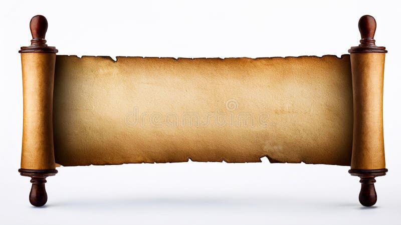 An Ancient Scroll in a Horizontal Position, Unrolled on a White ...