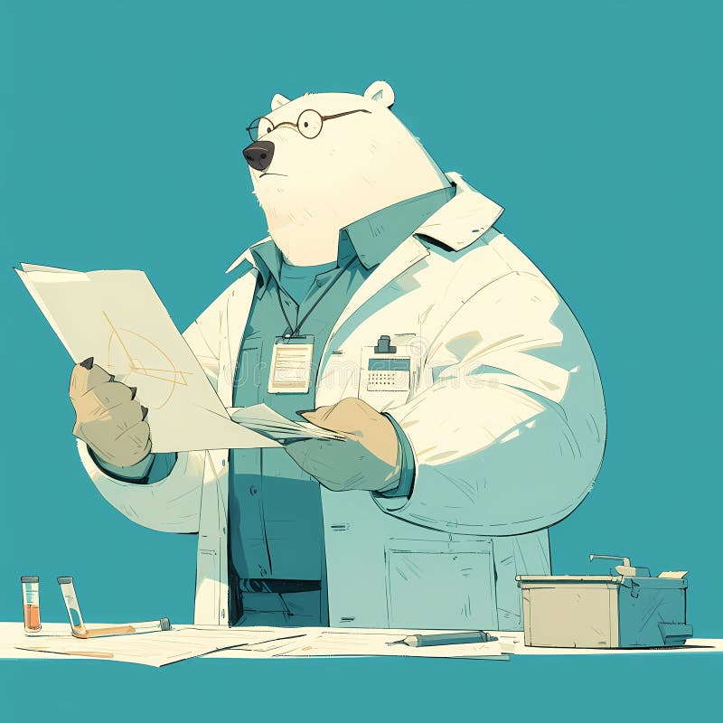 Intellectual Polar Bear Scientist Stock Illustration - Illustration of ...