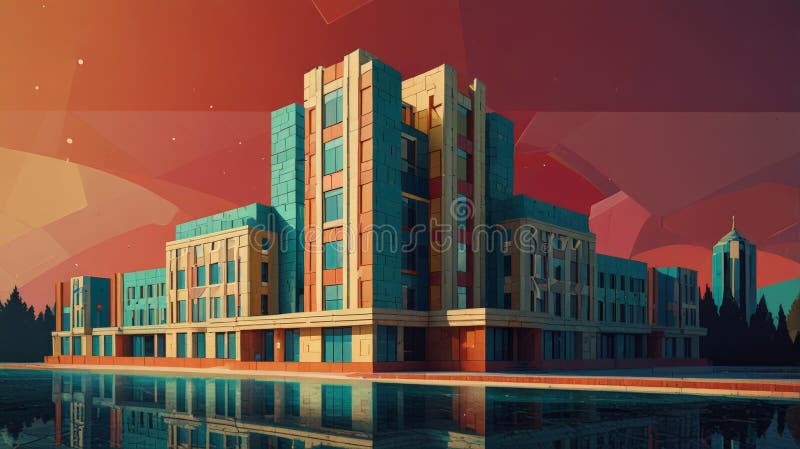 Soviet-era Architecture with Abstract Geometric Design Stock Image ...