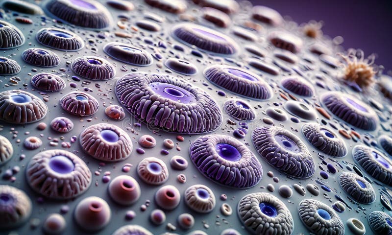 Abstract Cell Imagery in Purple Stock Image - Image of stylized ...