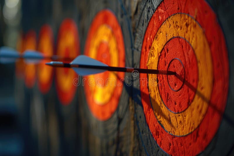 Arrow Hitting the Center of a Target, Achieving a Perfect Score. Stock ...