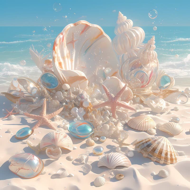 Seashell Serenade: an Ode To Oceanic Beauty Stock Illustration ...