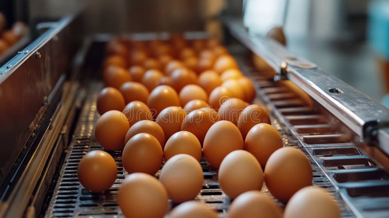 Automated Egg Collection on Poultry Farm Stock Illustration ...
