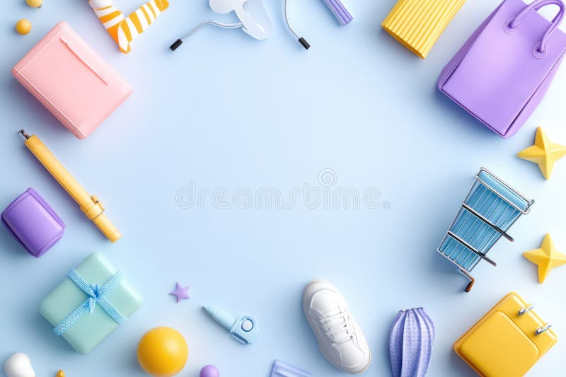 Pastel Shopping Elements: a Beautiful Set for Your Design Needs Stock ...