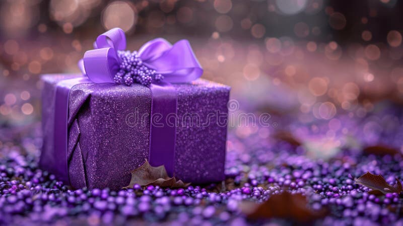 Vibrant Purple Present: Gift Box with Ribbon and Bow Stock Illustration ...