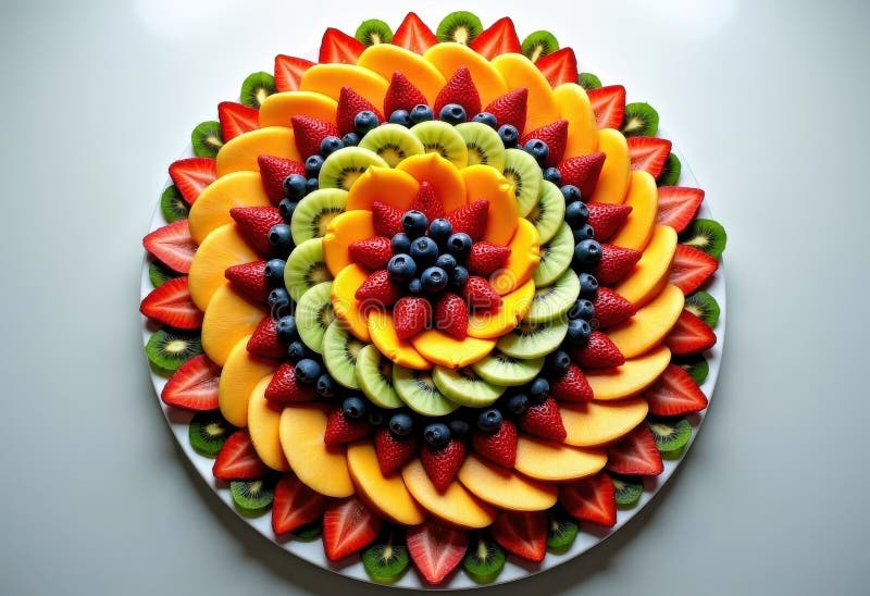 This Image Showcases a Beautifully Arranged Fruit Platter in the Shape ...