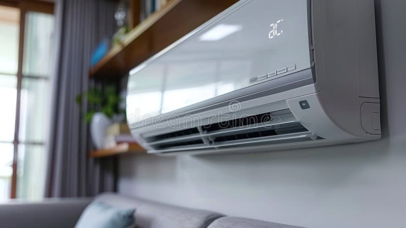 Cozy and Cool: Chic Living Room with AC for Ultimate Home Comfort Stock ...