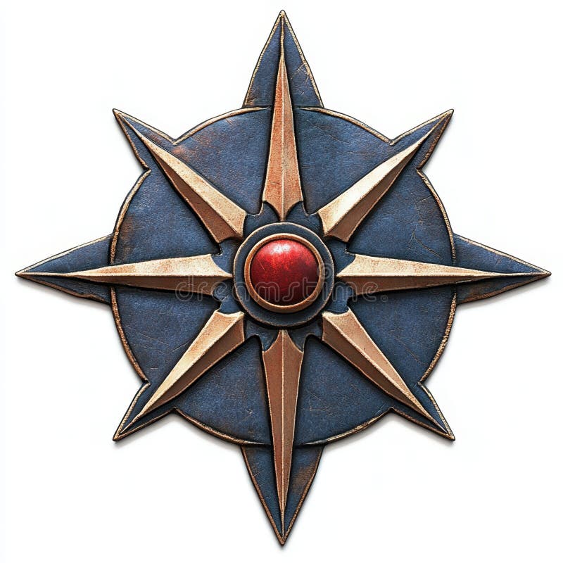 A Detailed Compass Rose Design with Metallic Gold and Blue Accents ...