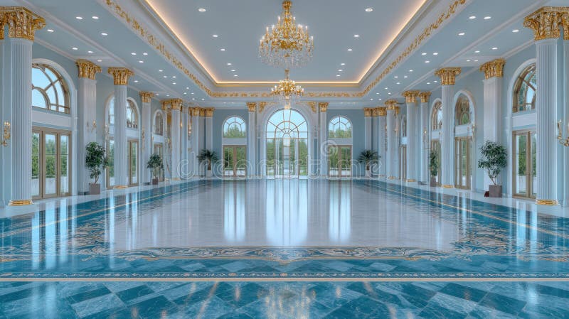 Monastic Mansion: Interior Design with Lush Greenery Stock Illustration ...