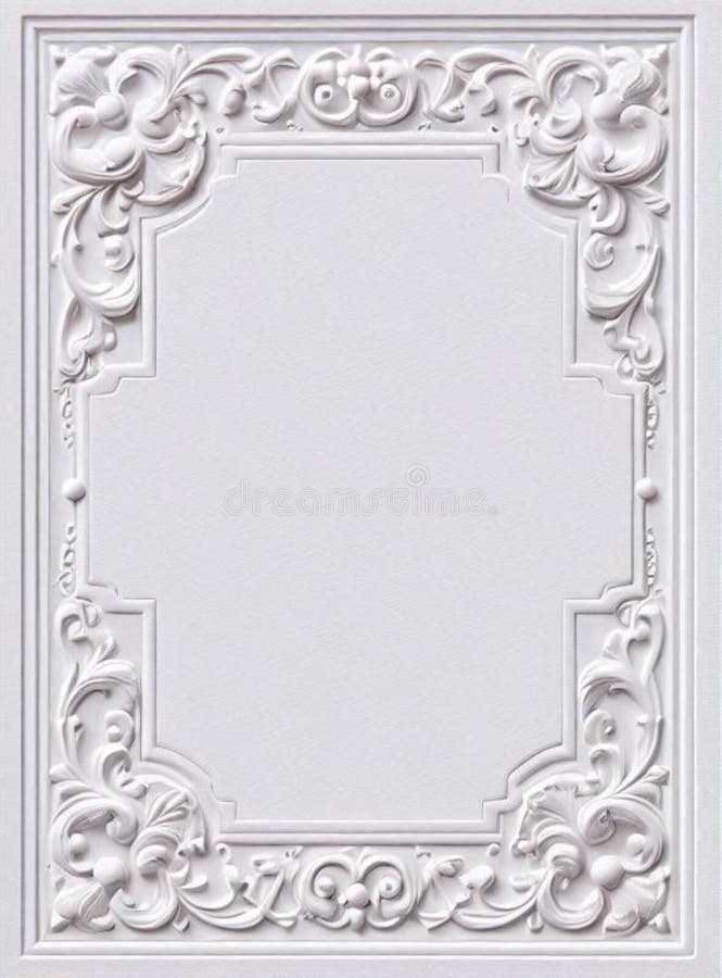 Elegant White Embossed Floral Pattern on Square Frame Stock ...