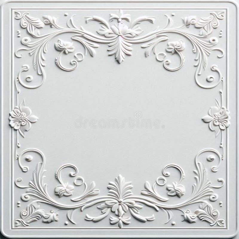 Elegant White Embossed Floral Pattern on Square Frame Stock ...
