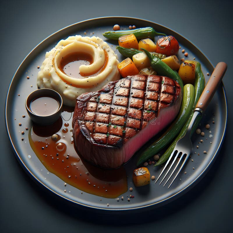 Steak with Mashed Vegetables Stock Image - Image of seafood, produce ...