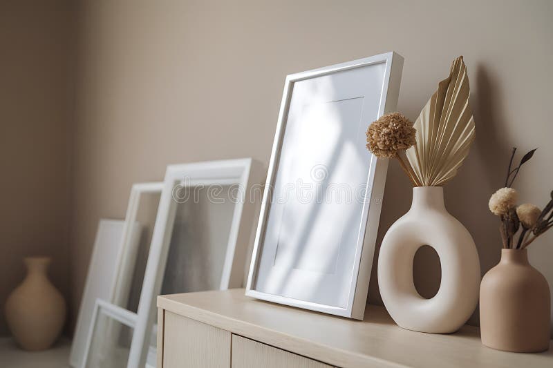 Stylish Home Decor with White Frames and Dried Floral Arrangements ...
