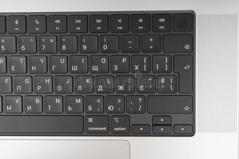 Image Showcases a Bilingual Russian-layout Laptop Keyboard, Featuring ...