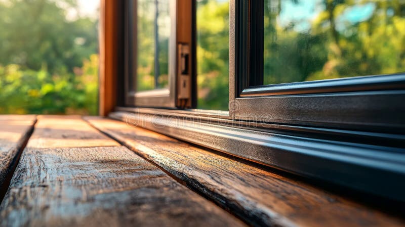 The Image Showcases a Black Aluminum Window Frame with Double-glazed ...