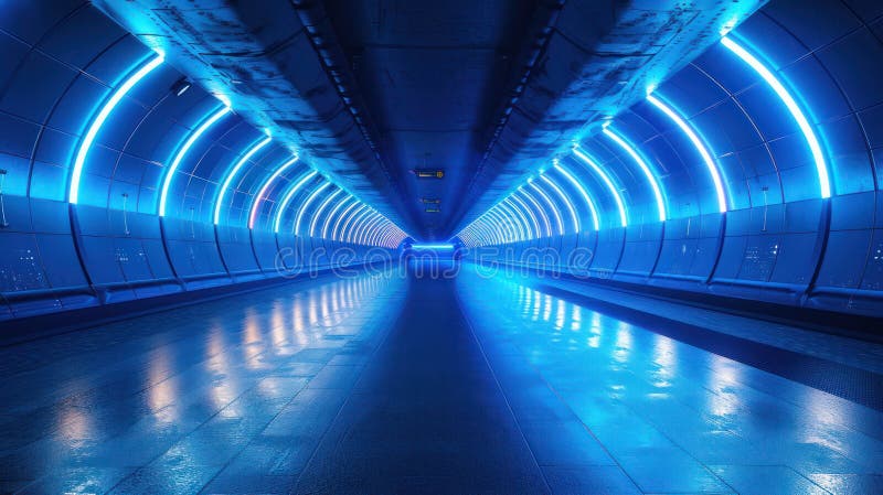 Blue Lit Underground Space for Text/Products Stock Illustration ...