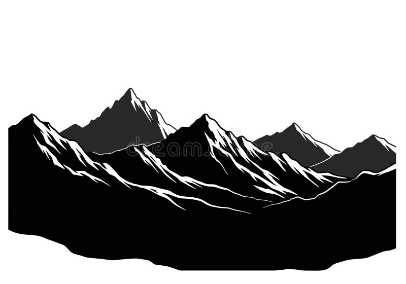 Rocky mountain silhouette stock vector. Illustration of jagged - 374212925