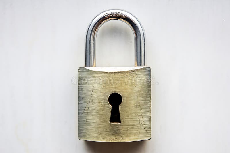 A Close-Up View of a Sturdy Brass Padlock Stock Illustration ...