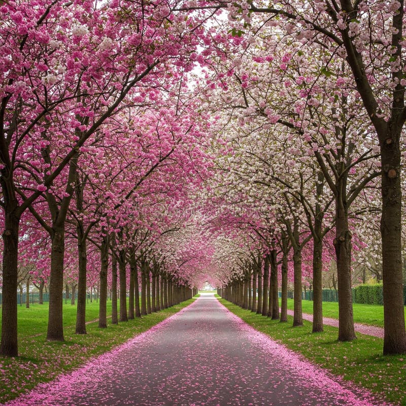 Floral Canopy Walk: Spring S Vibrant Blossoms Stock Illustration ...
