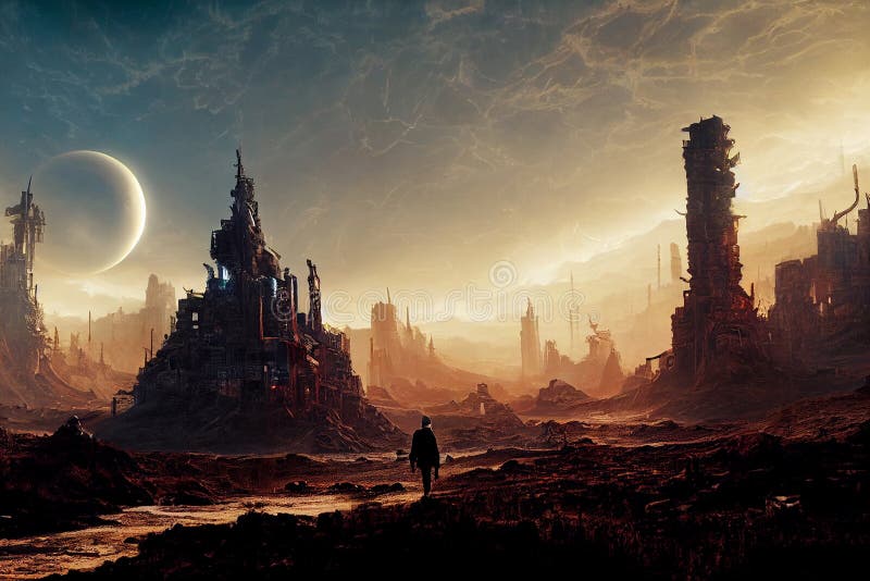 Landscape of the Eternity Gate on Holy Terra City Stock Illustration ...