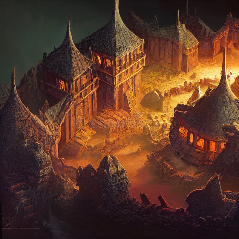 High Fantasy Dwarven Forge Concept Art Orthographic Stock Illustration ...