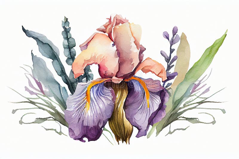 Iris Flower Medici Prince Watercolor Background Stock Illustration ...