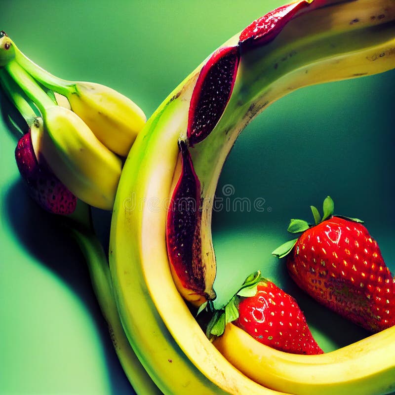 Extremely Detailed Banana with Strawberry Skin Stock Illustration ...