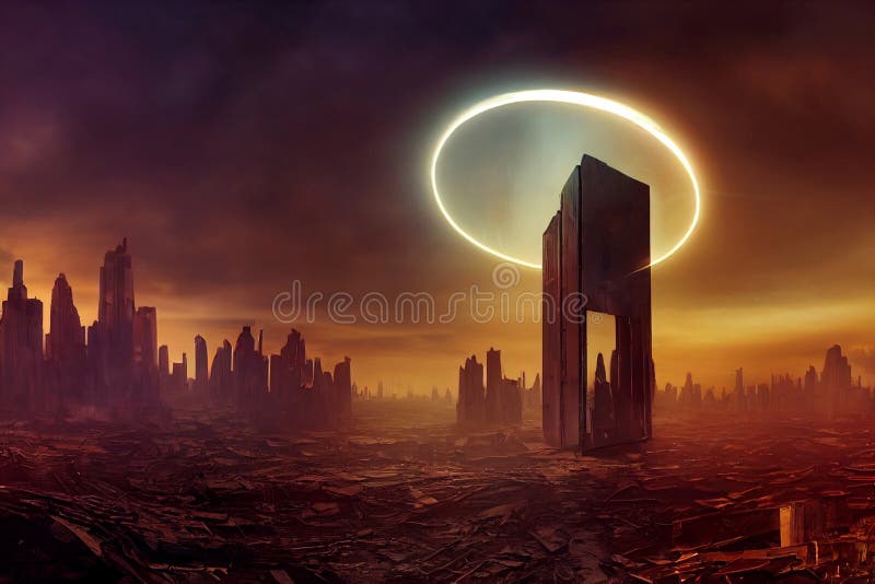 Glowing Hyperdimensional Portal To the Mirror Stock Illustration ...