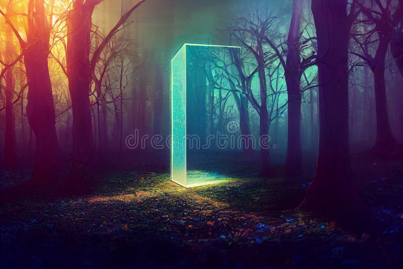 Hyperdimensional Mirror Portal in a Futuristic Cyber Stock Illustration ...