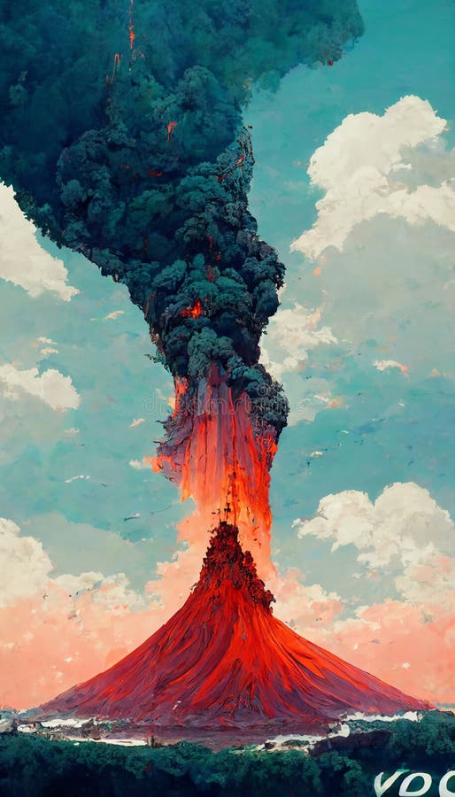 Anime volcano stock illustration. Illustration of colors - 270573934