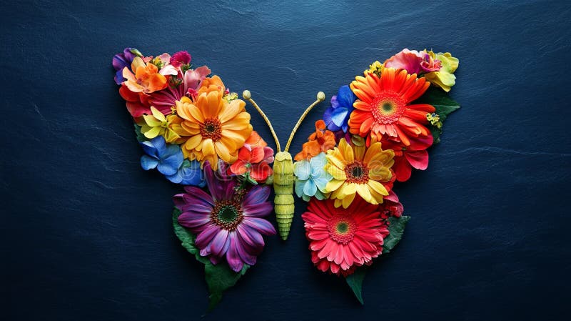 A Vibrant Butterfly Made Entirely of Colorful Flowers. this Artwork ...