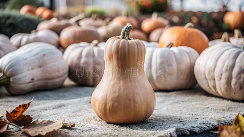 Butternut Squash with a Characteristic Bell-shaped Shape, Smooth Beige ...