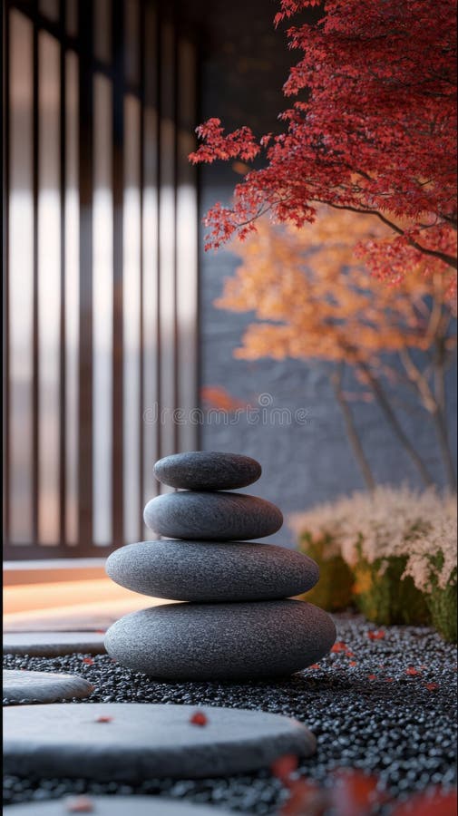 A Serene Arrangement of Smooth Stones Balances Harmoniously in a ...