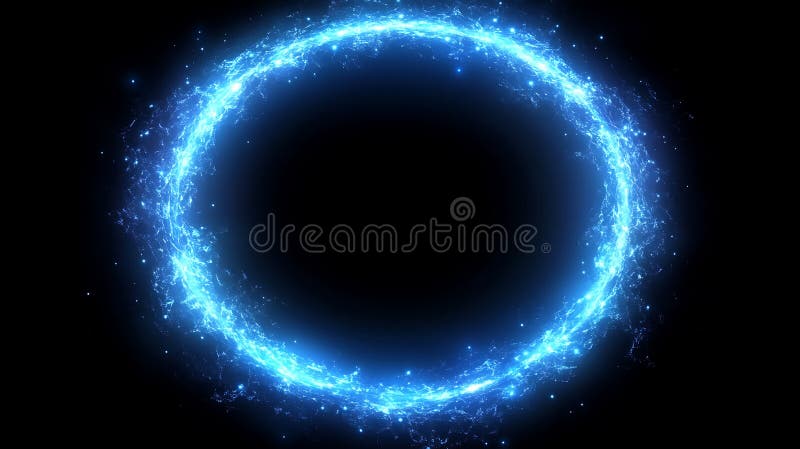 Glowing Blue Energy Circle Isolated on Black Background for ...